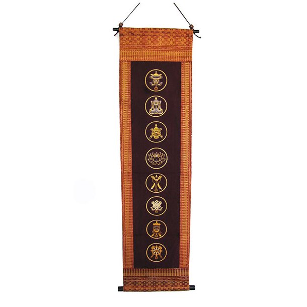 Silk Scrol 8 Buddhistiske symboler - Gaveidéer - Naturkost